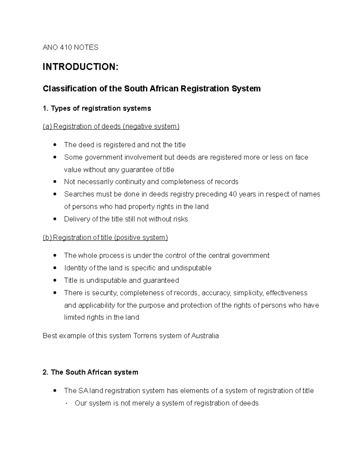 ANO 410 Notes - ANO 410 NOTES INTRODUCTION: Classification of the South ...