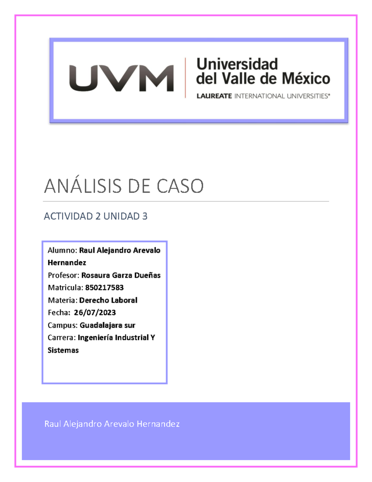 A2 RAAH - actividad 2 análisis de caso - Raul Alejandro Arevalo Hernandez AN¡LISIS DE CASO ...