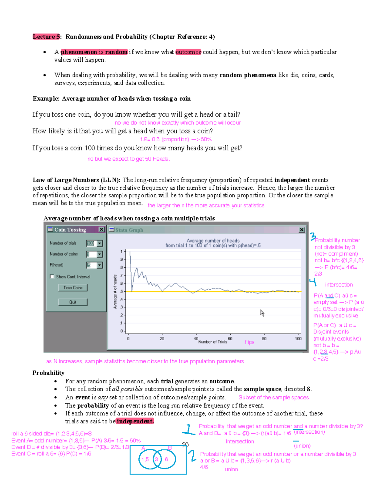 Lecture 5 notes - Lecture 5 : Randomness and Probability (Chapter ...