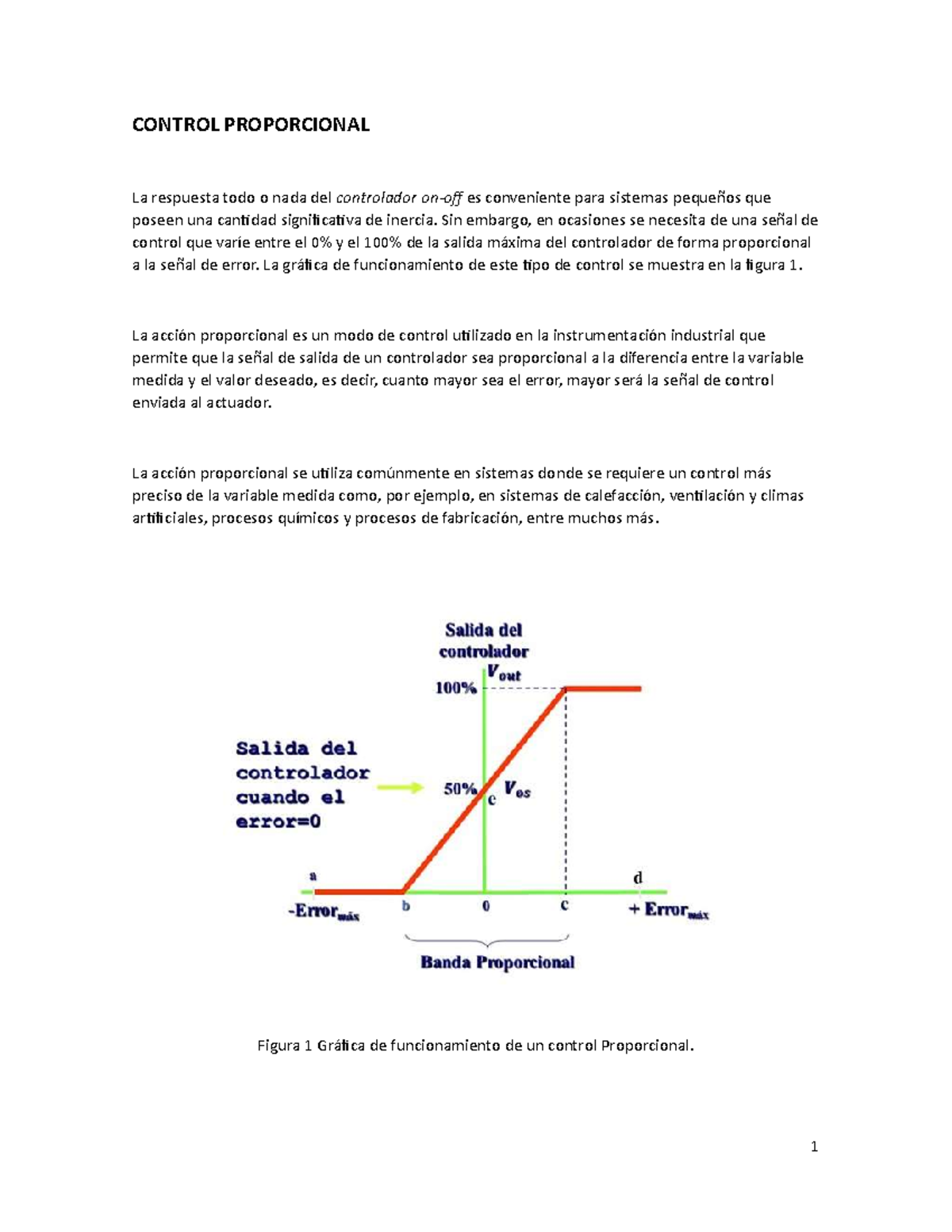 Práctica Control Proporcional ITL 2023 - CONTROL PROPORCIONAL La respuesta todo o nada del - Studocu