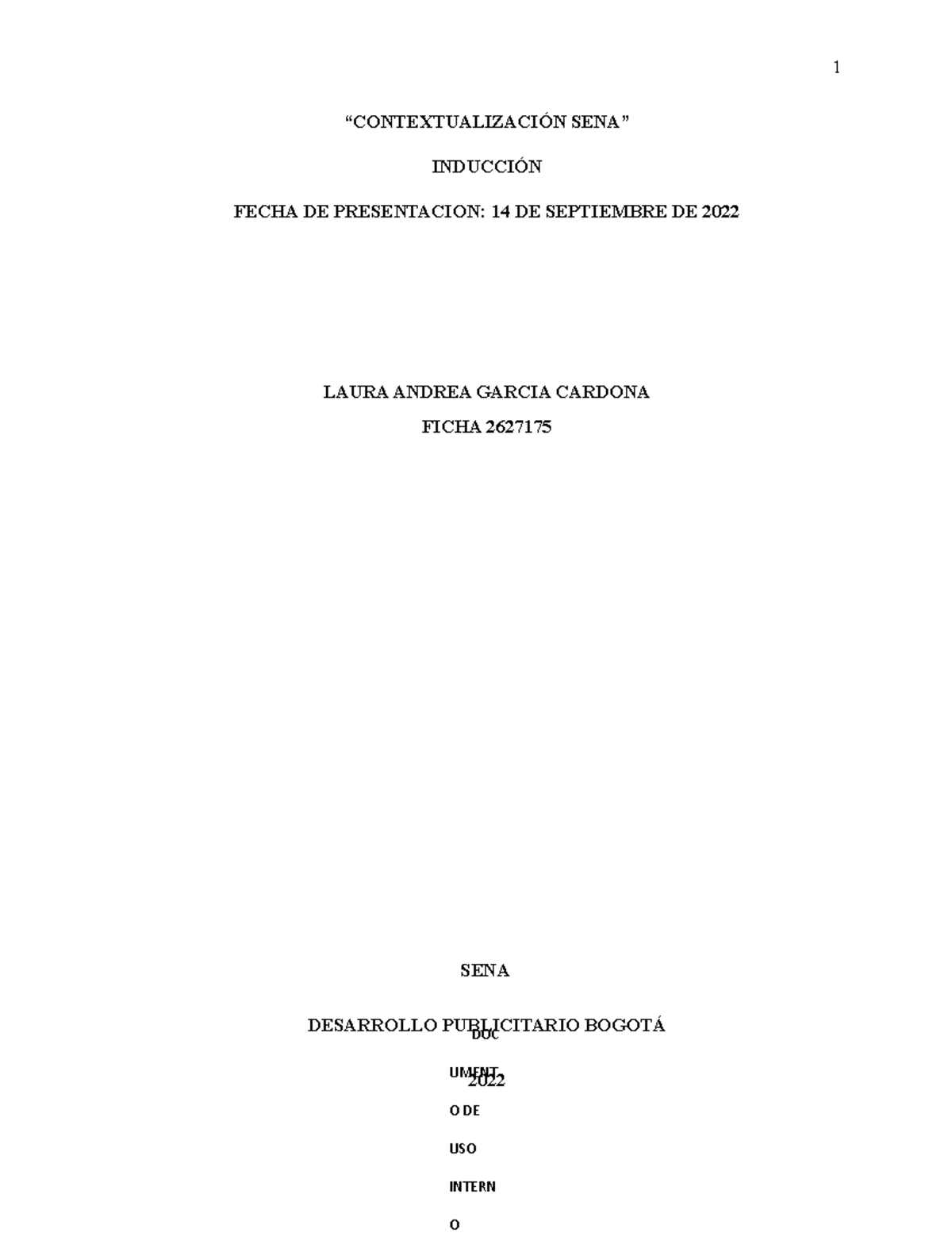 DOC 1 - Induccion SENA - sgdfg - 1 “CONTEXTUALIZACIÓN SENA” INDUCCIÓN ...
