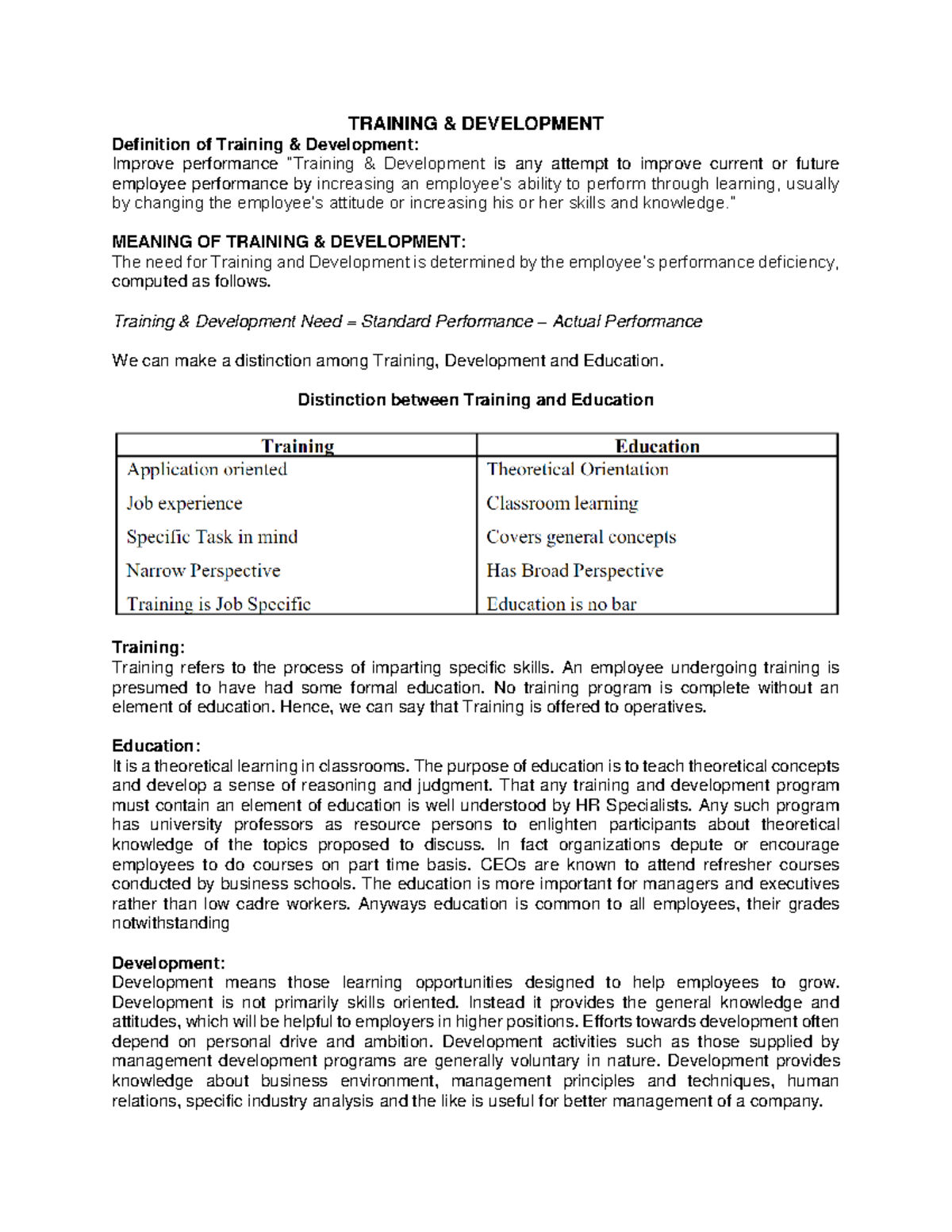 Training and Development - TRAINING & DEVELOPMENT Definition of ...