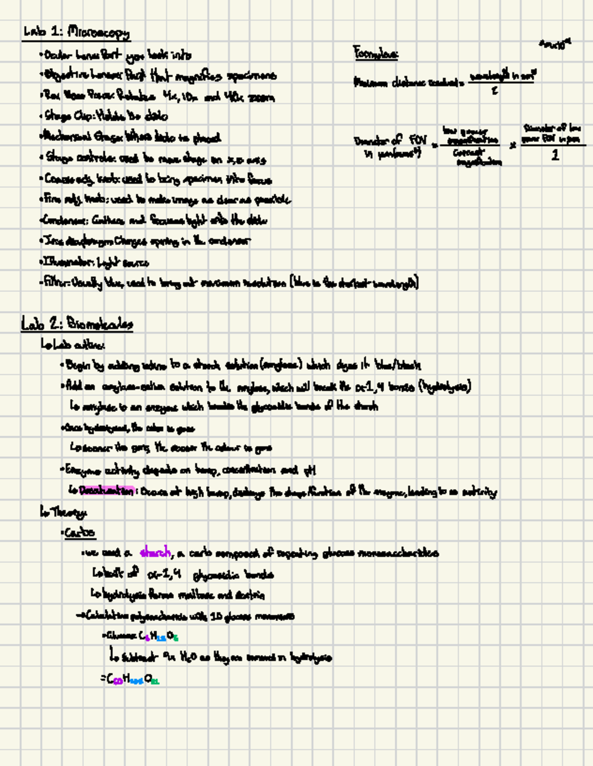Lab Exam 1 Notes - Lab 1 : Microscopy ####### * mx15- ####### · Ocular ...