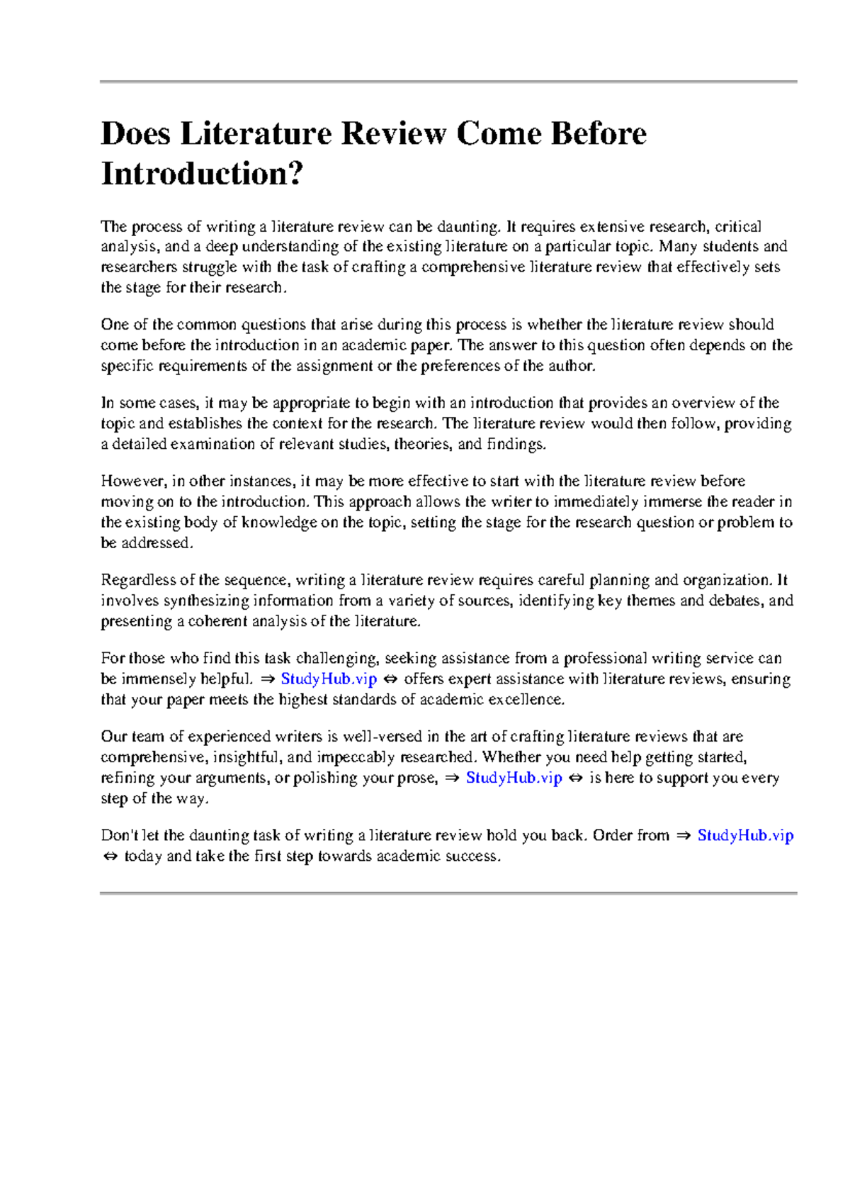 Does Literature Review Come Before Introduction - Does Literature ...