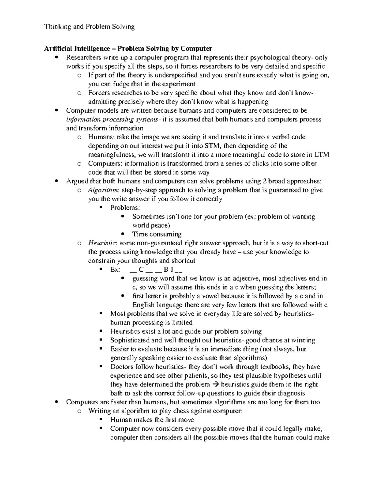 Lecture 2 (11 15) - Thinking and Problem Solving Artificial ...