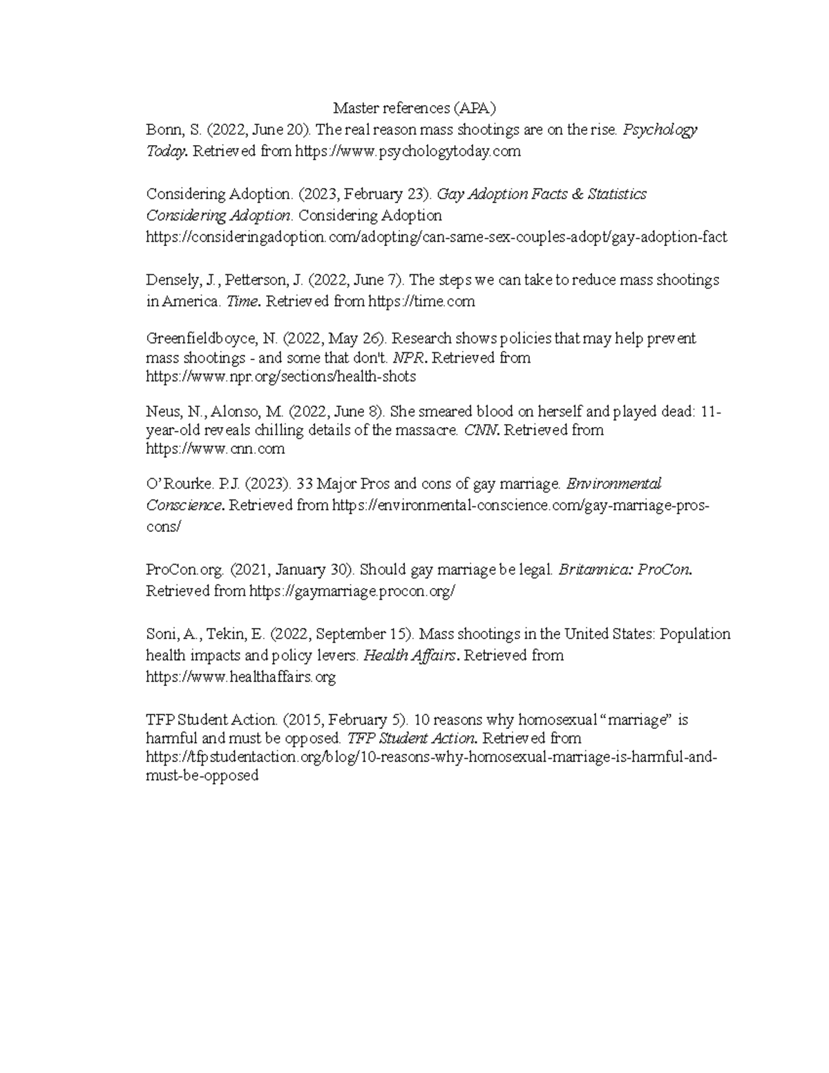 Master bibliography - dhhddhydysyxx - Master references (APA) Bonn, S. (2022, June 20). The real ...