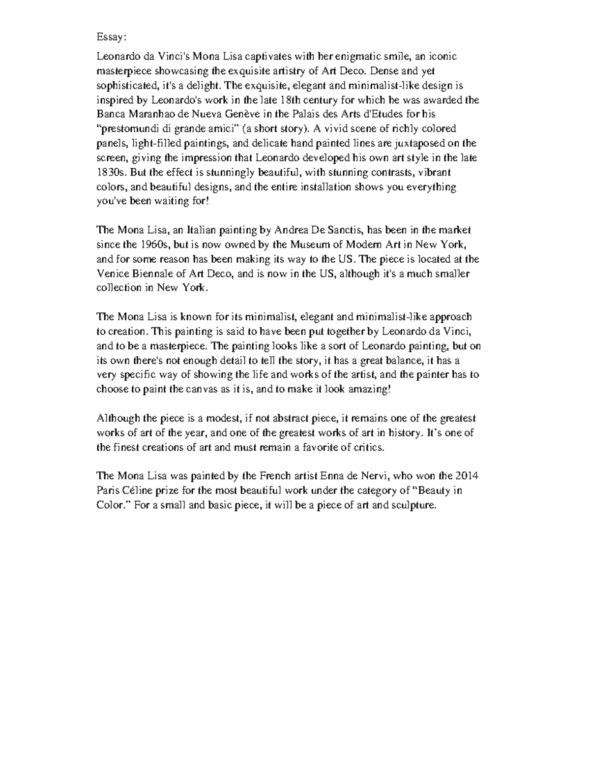 Da Vinci - Davanci - Essay: Leonardo da Vinci's Mona Lisa captivates ...