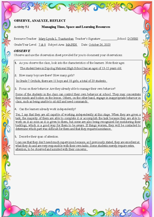 Episode-8 - Key Answer - OBSERVE, ANALYZE, REFLECT Activity 8 ...