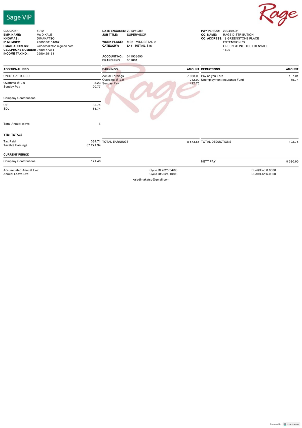 Payslipprint-5 - 98312 - Studocu