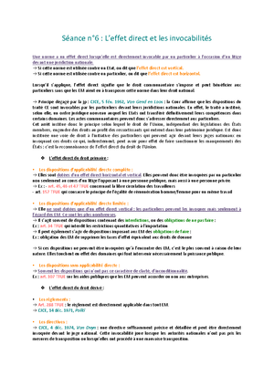 effet direct et inviolabilité - TD Séance 5 – effet direct et ...
