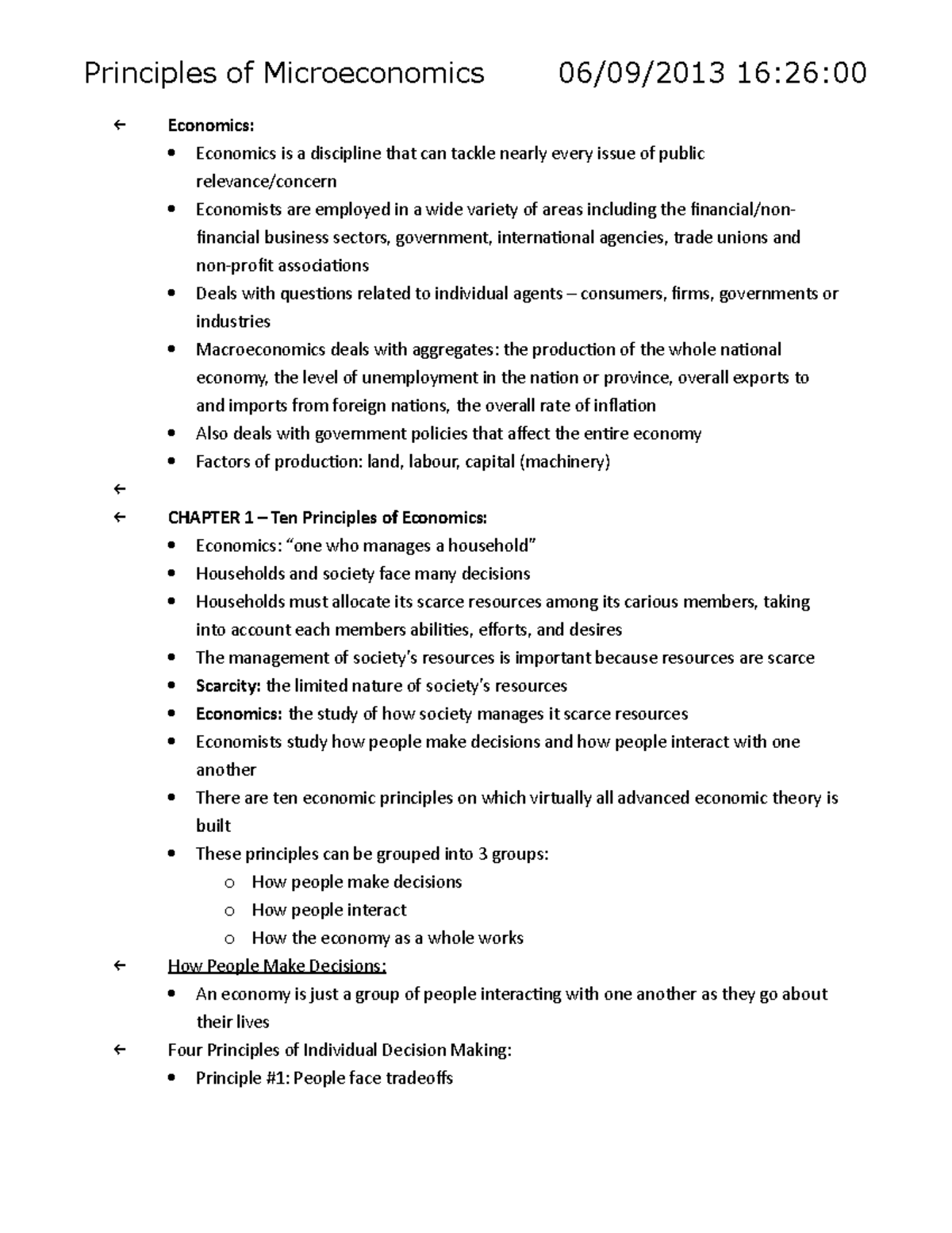 Microeconomics Lecture Notes - Principles of Microeconomics ← ← ← ← ← ...