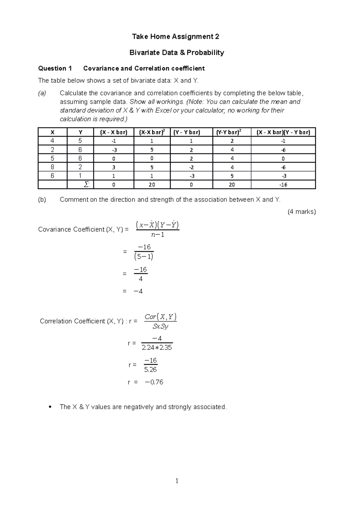 BSB123 THA 2 Bivariate Data & Probability revised(3) - Take Home ...