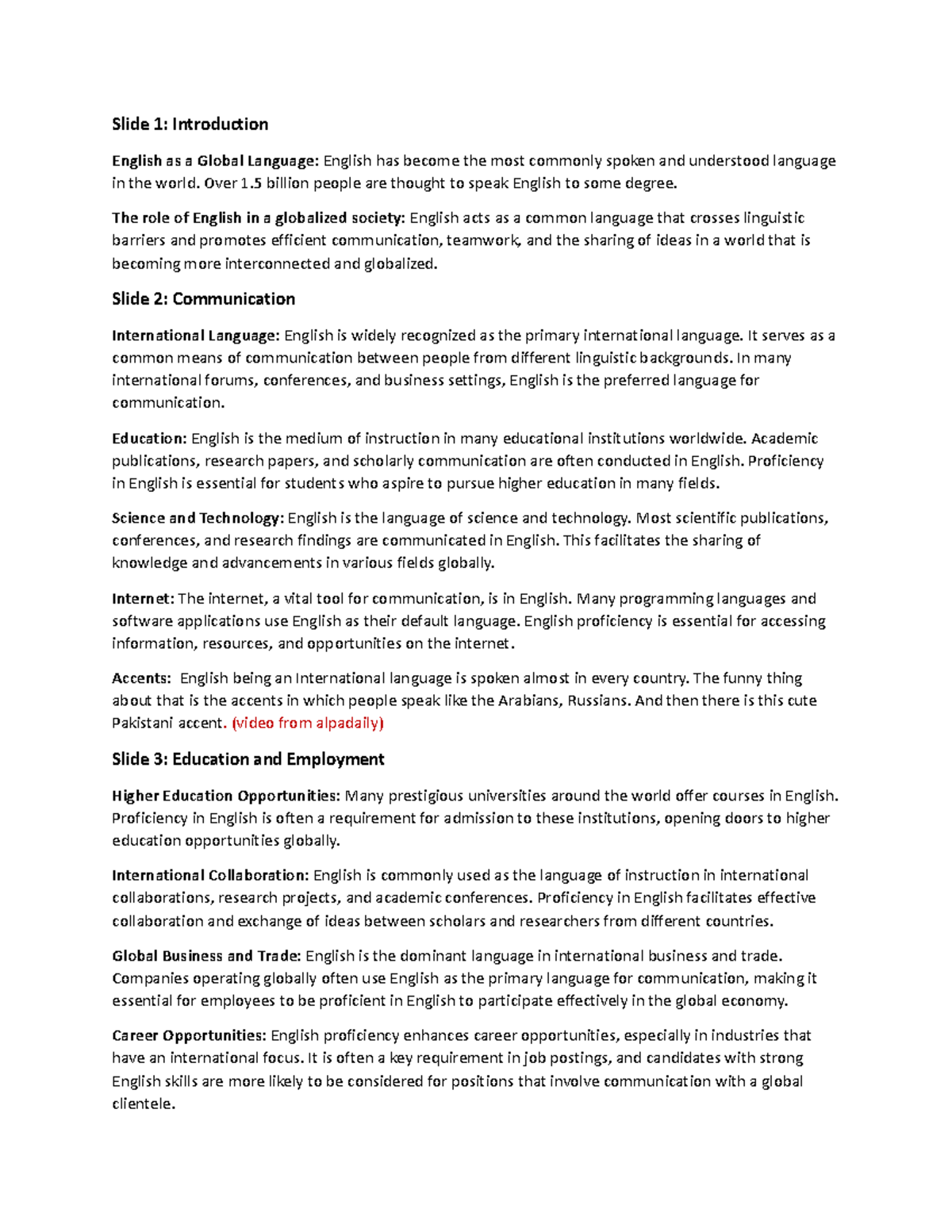 Role of English Language In Gloabalization - Slide 1: Introduction ...