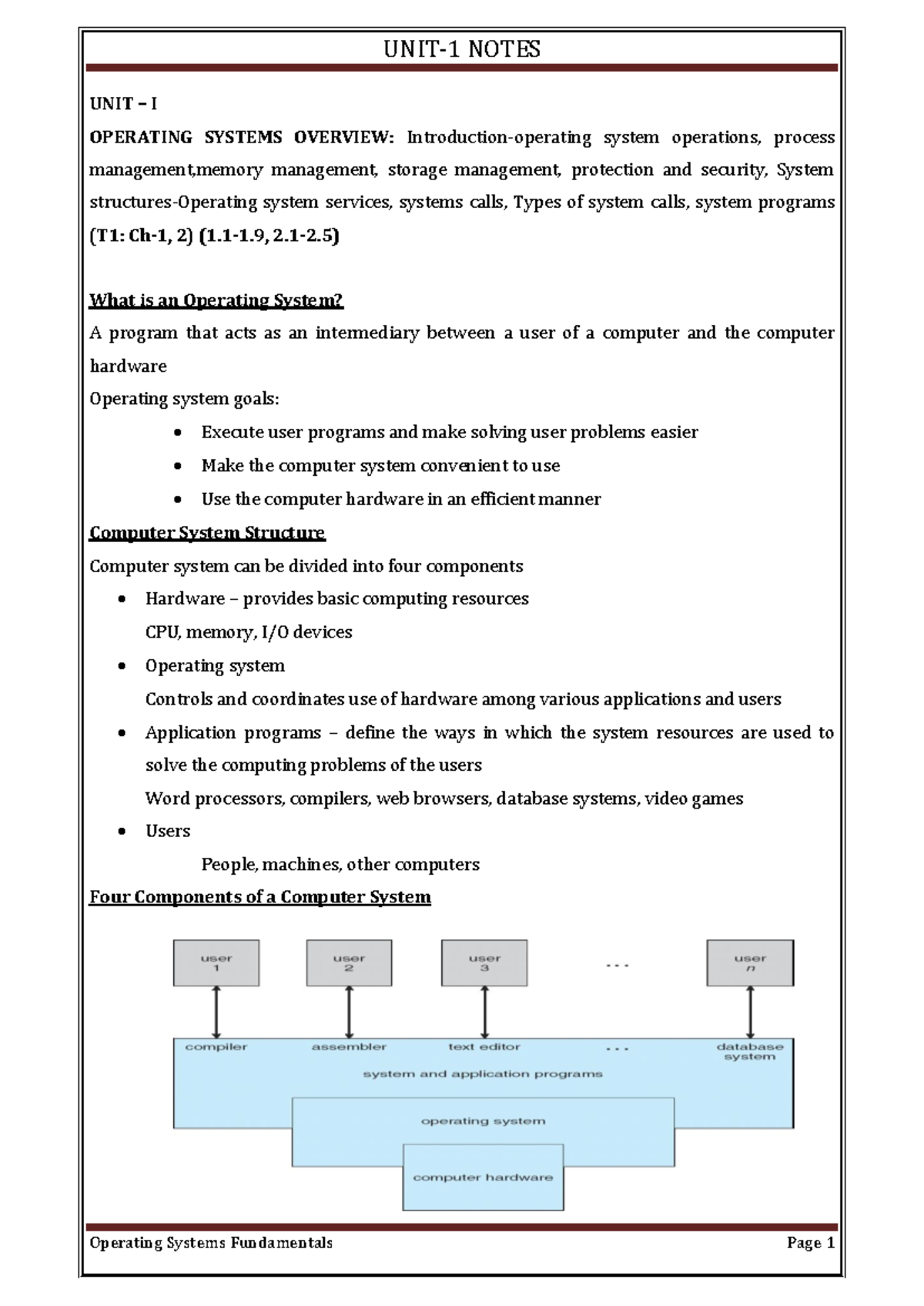 OS-Material - Best for beginners - UNIT – I OPERATING SYSTEMS OVERVIEW ...