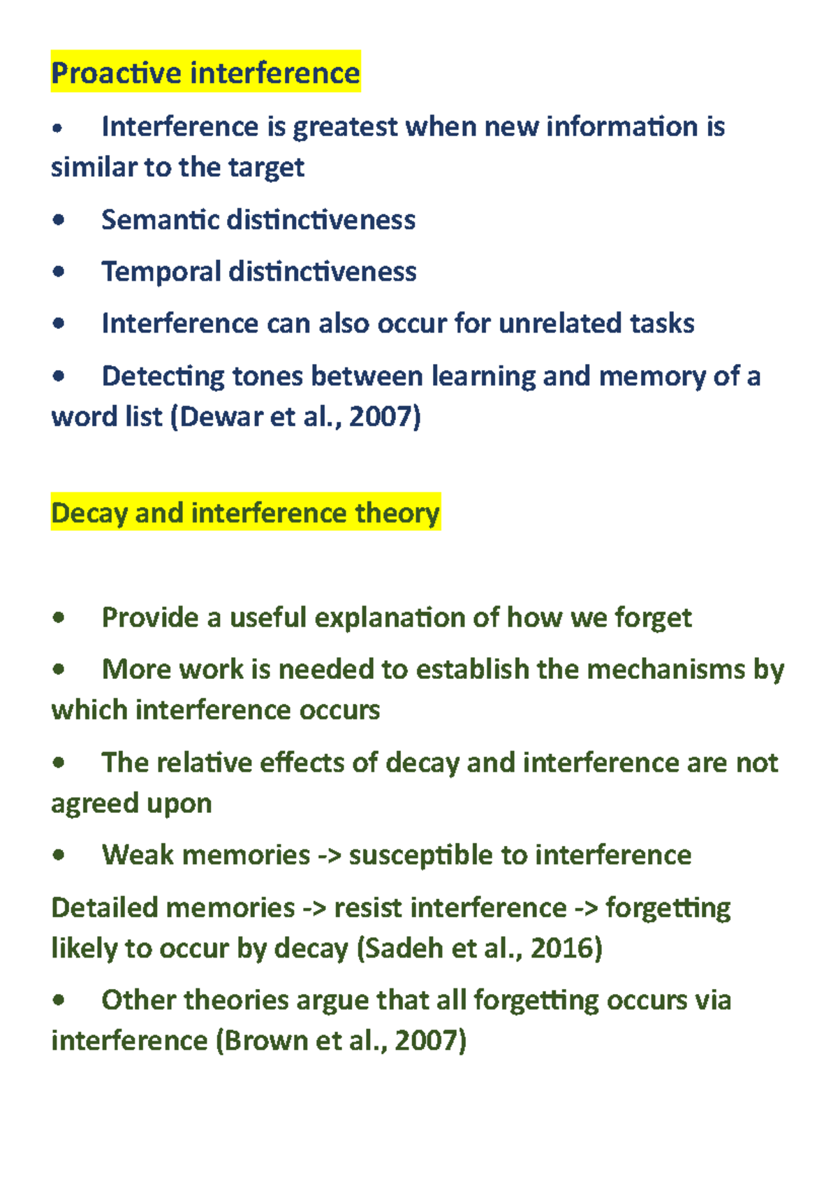 Memory part 2 - Lecture notes 25/02/21 - Proactive interference ...