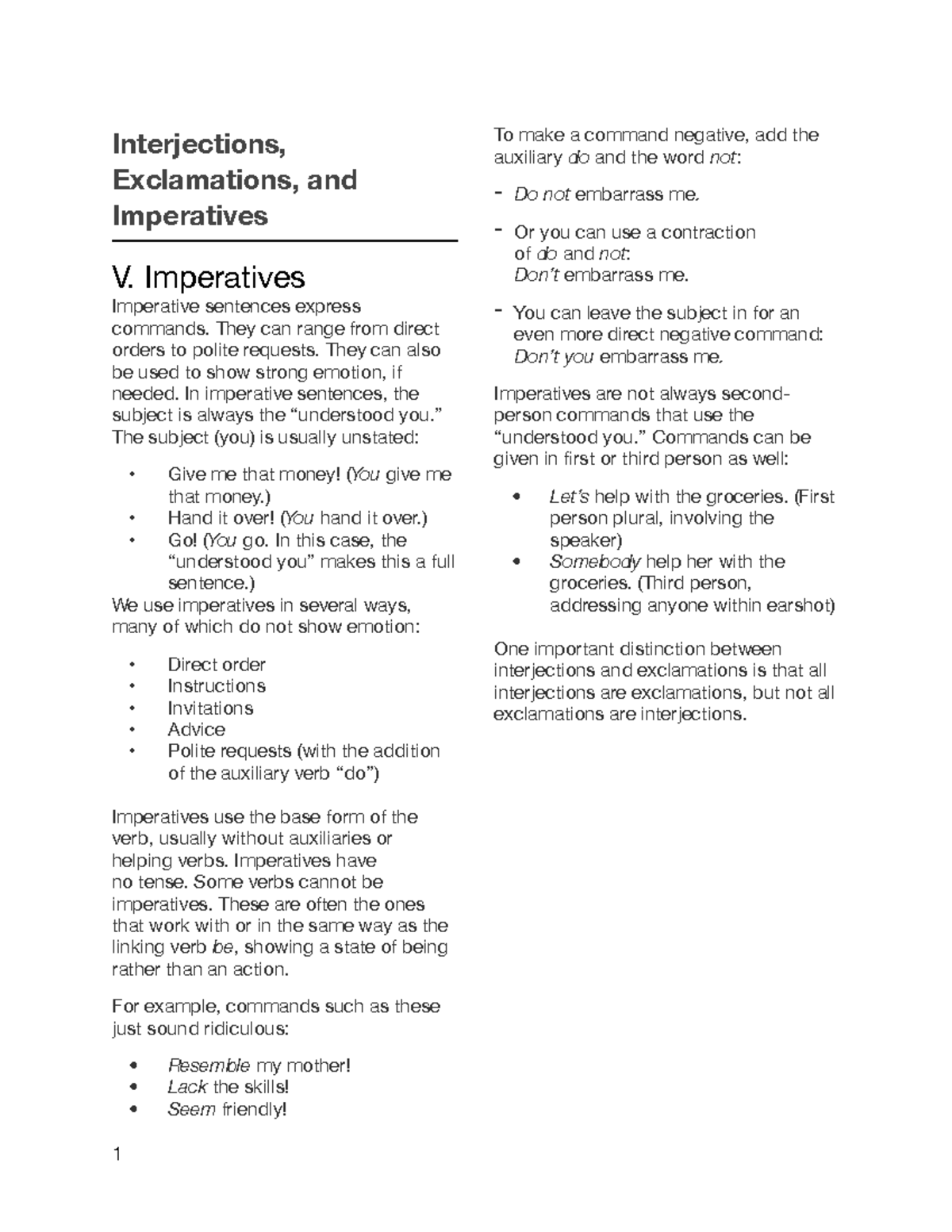 Lesson 7 - Section 5 Interjections, Exclamations, and Imperatives ...