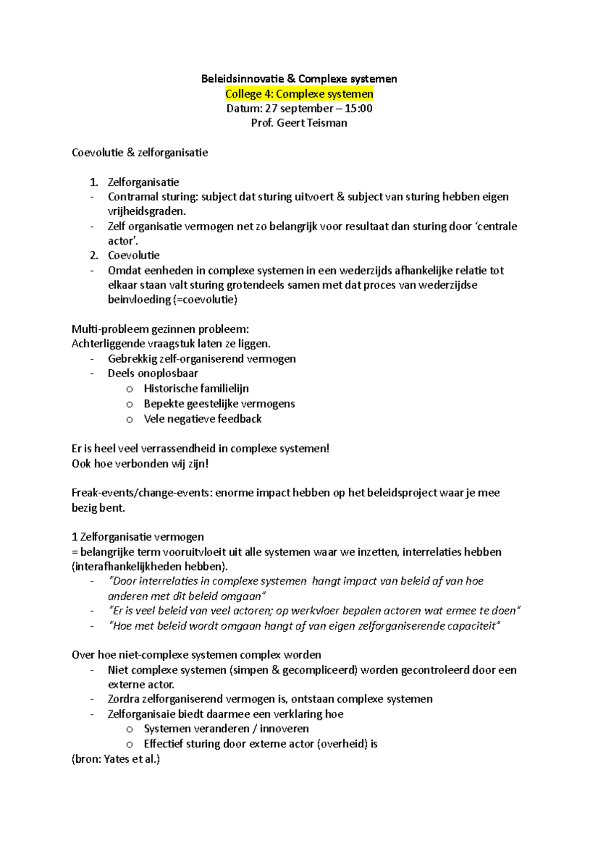 Beleidsinnovatie in complexe systemen college 4 - Beleidsinnovatie ...