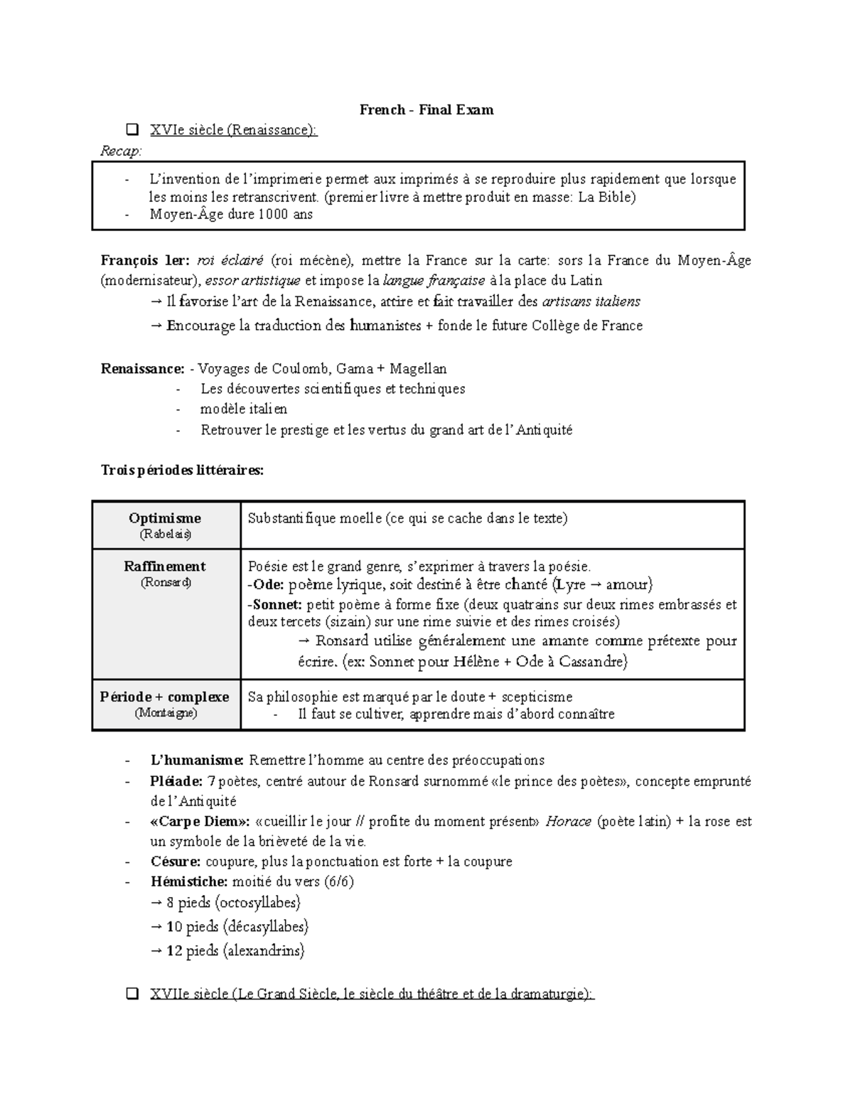 French - Exam 3 - Notes for Test 3 with Véronique Millet - French ...