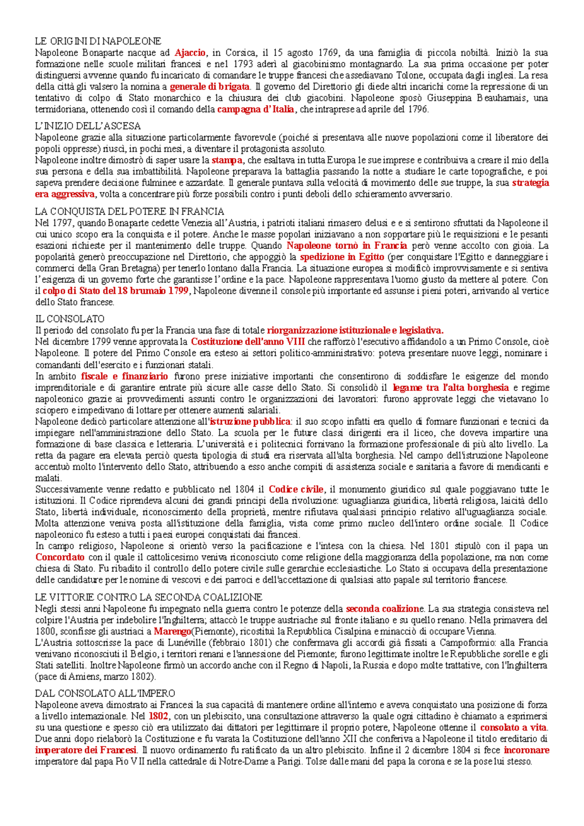 Napoleone Bonaparte appunti - LE ORIGINI DI NAPOLEONE Napoleone ...