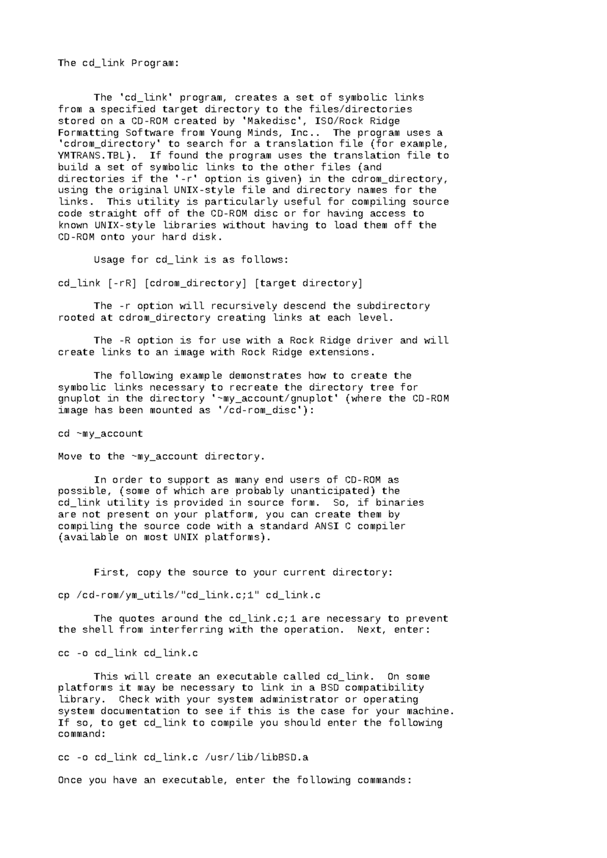 CD LINK - CD_LINK.DOC - The cd_link Program: The 'cd_link' program ...