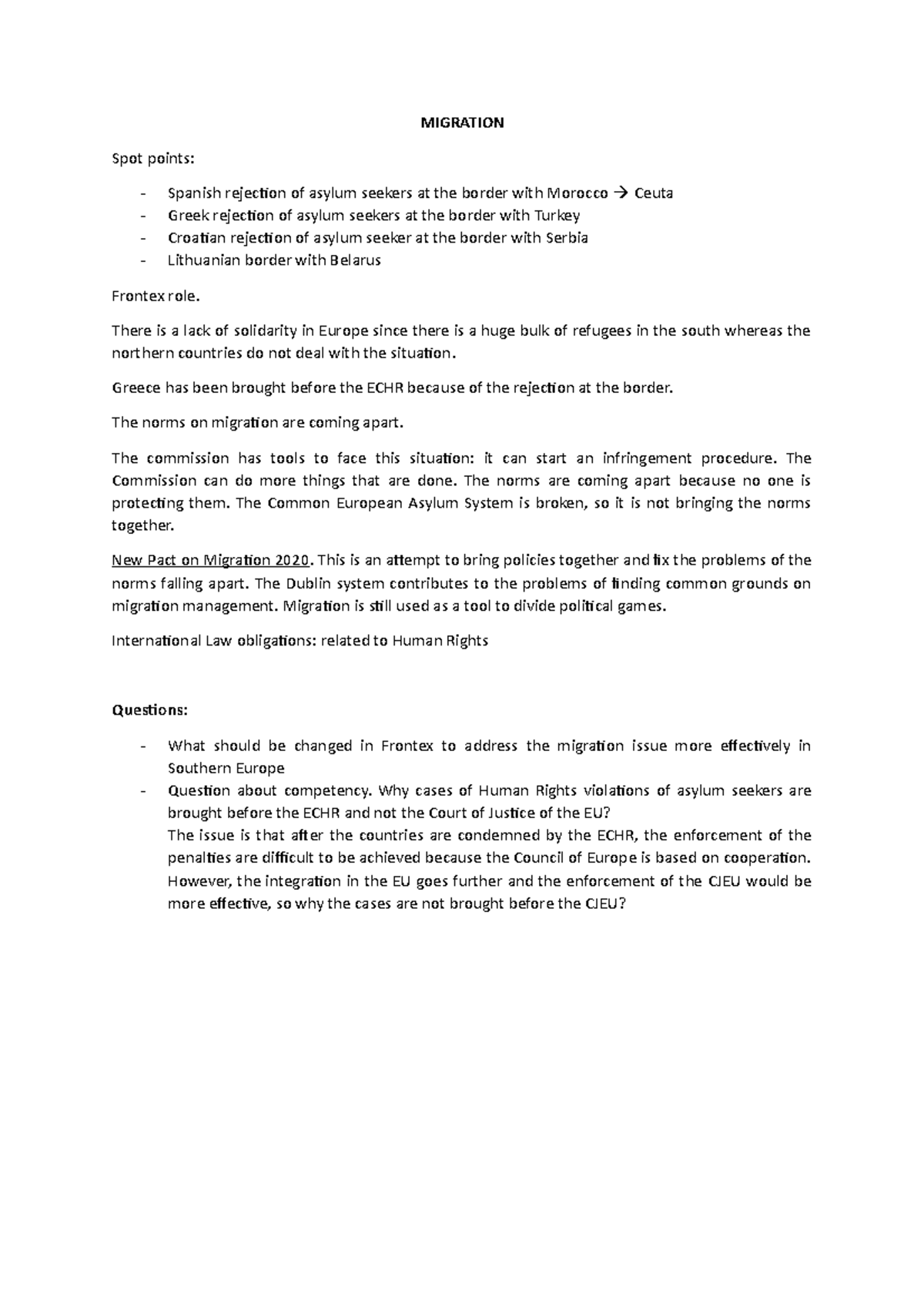 Migration Discussion - POLITIC5069 - Studocu