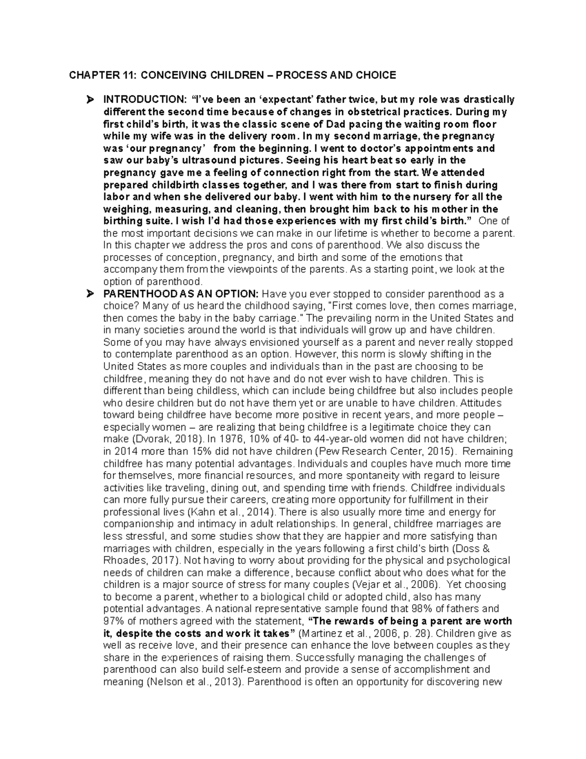 Chapter 11 HS Notes - CHAPTER 11: CONCEIVING CHILDREN – PROCESS AND ...