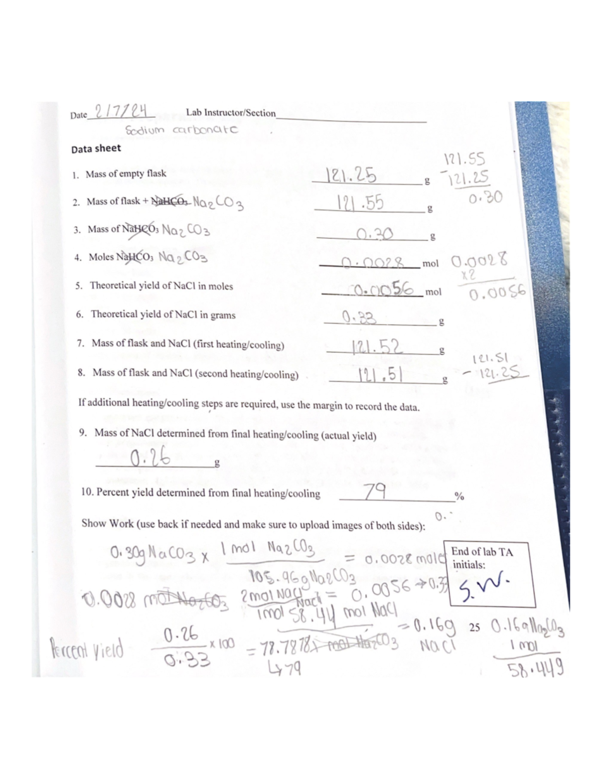 Lab 3 data sheet - CHEM 1110 - Studocu