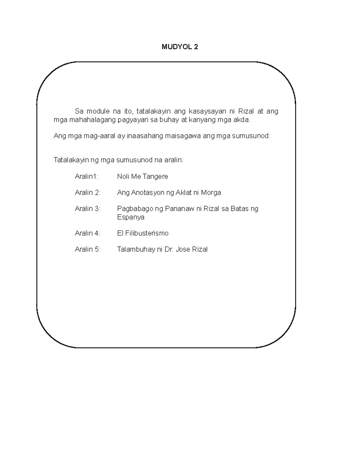 M2-Aralin-1 - asfas - MUDYOL 2 Sa module na ito, tatalakayin ang ...