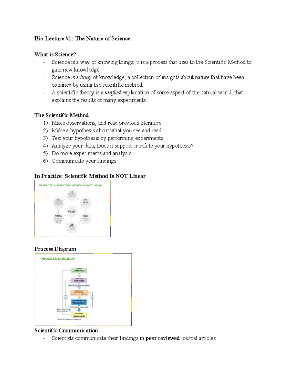 Biology Lectures - Lecture notes 1-10 - Bio Lecture The Nature of ...