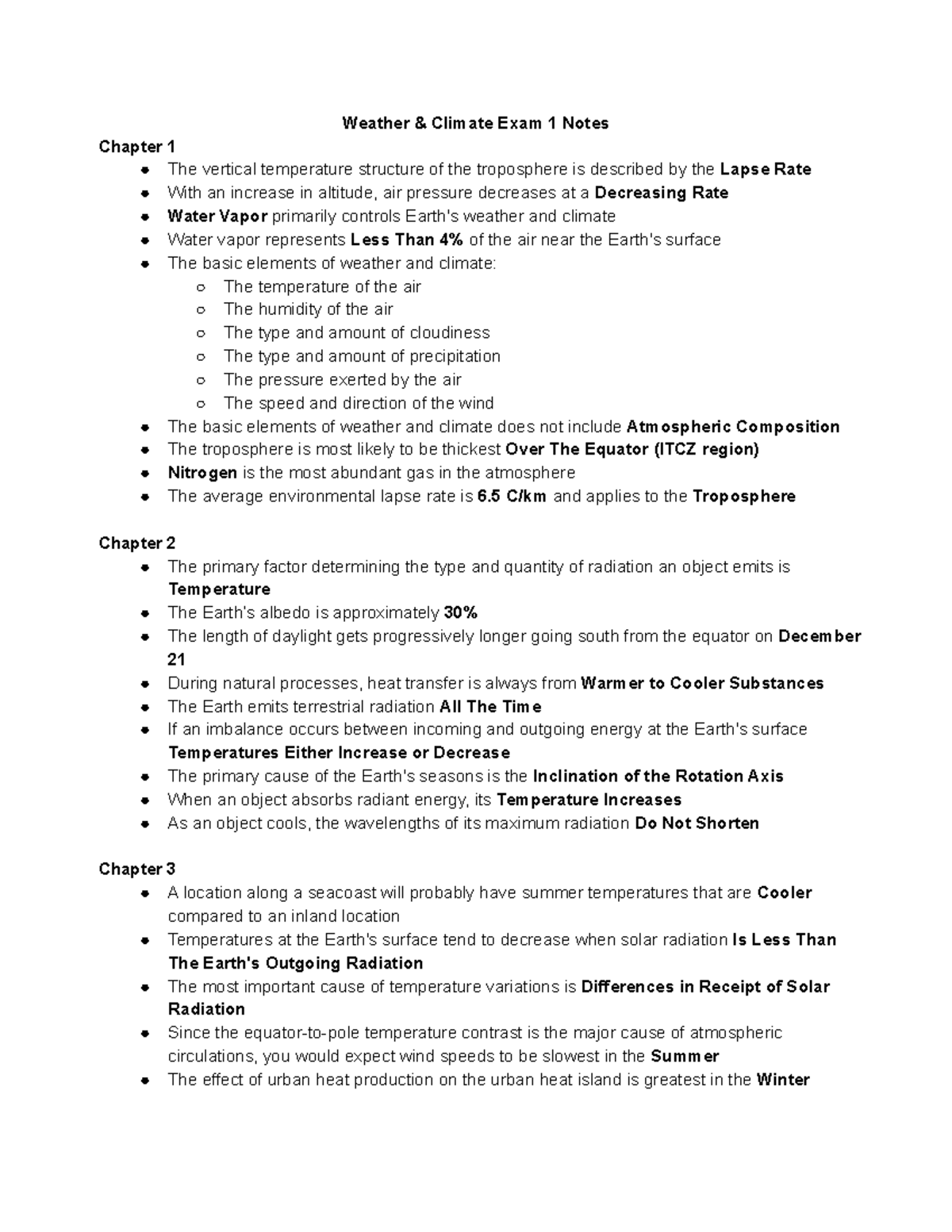 Weather and Climate Exam 1 Notes - Weather & Climate Exam 1 Notes ...