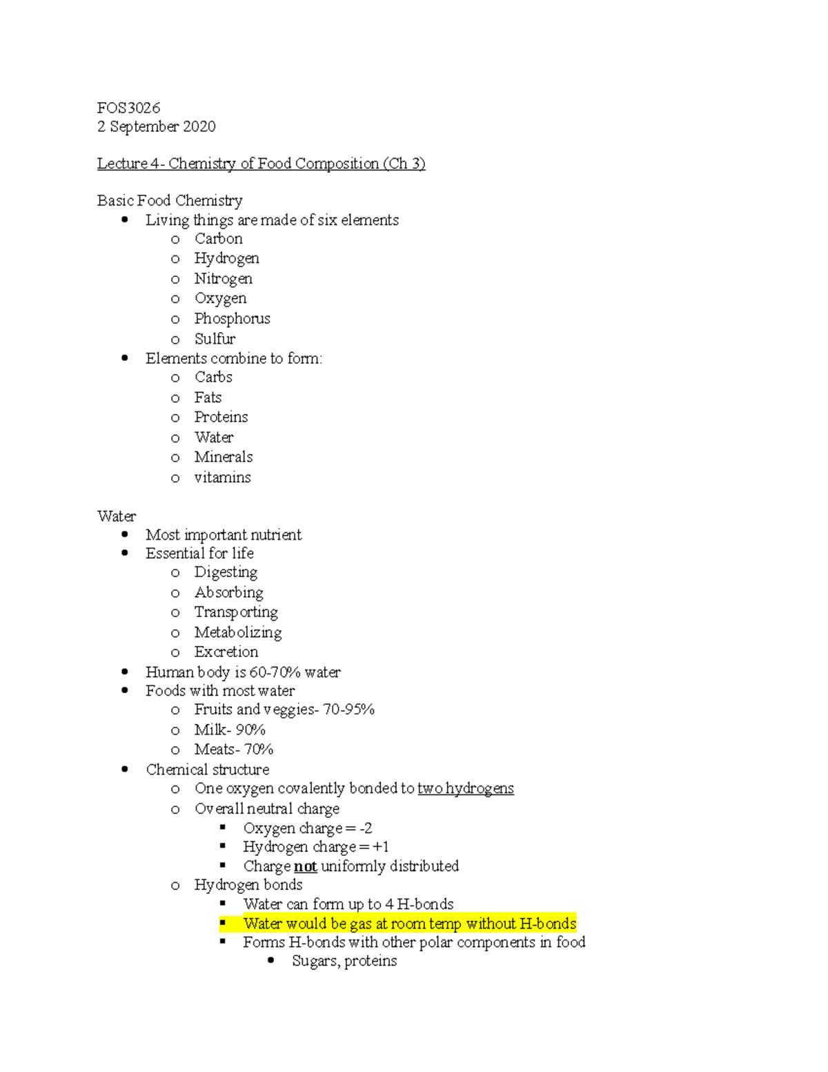 Chemistry of Food Composition - Studocu