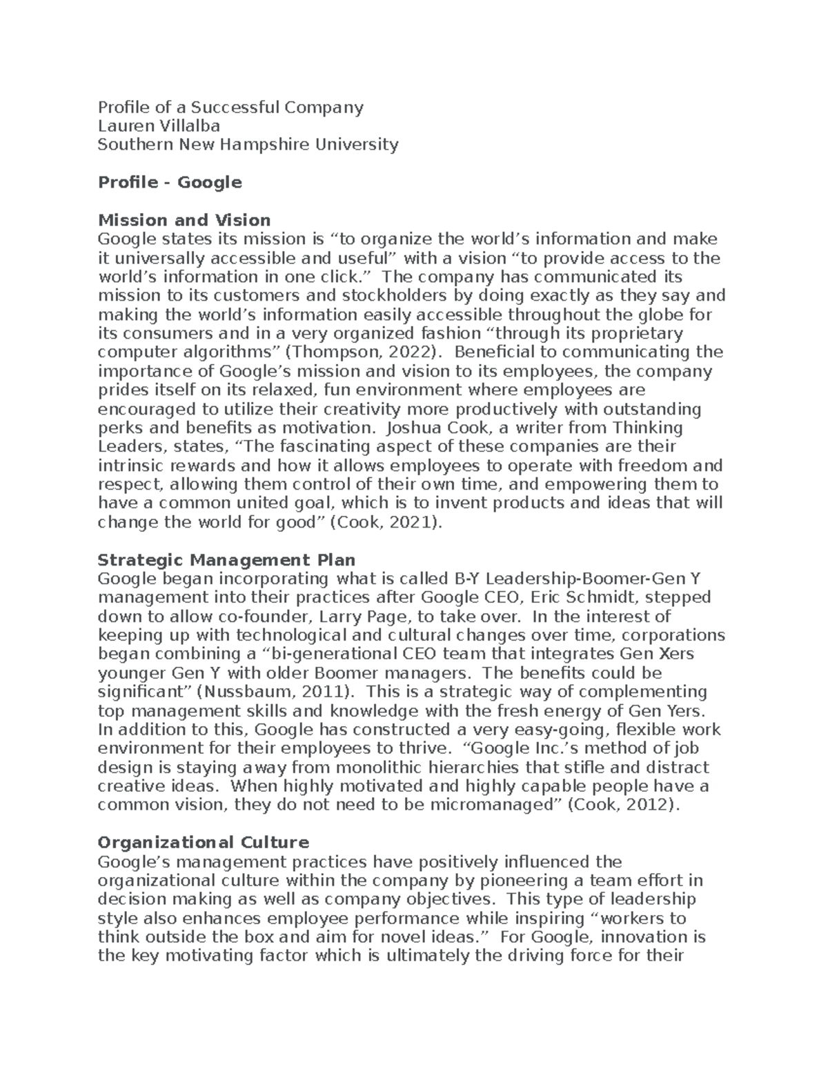 Final Project 1 Milestone 2 Profile - Profile of a Successful Company ...