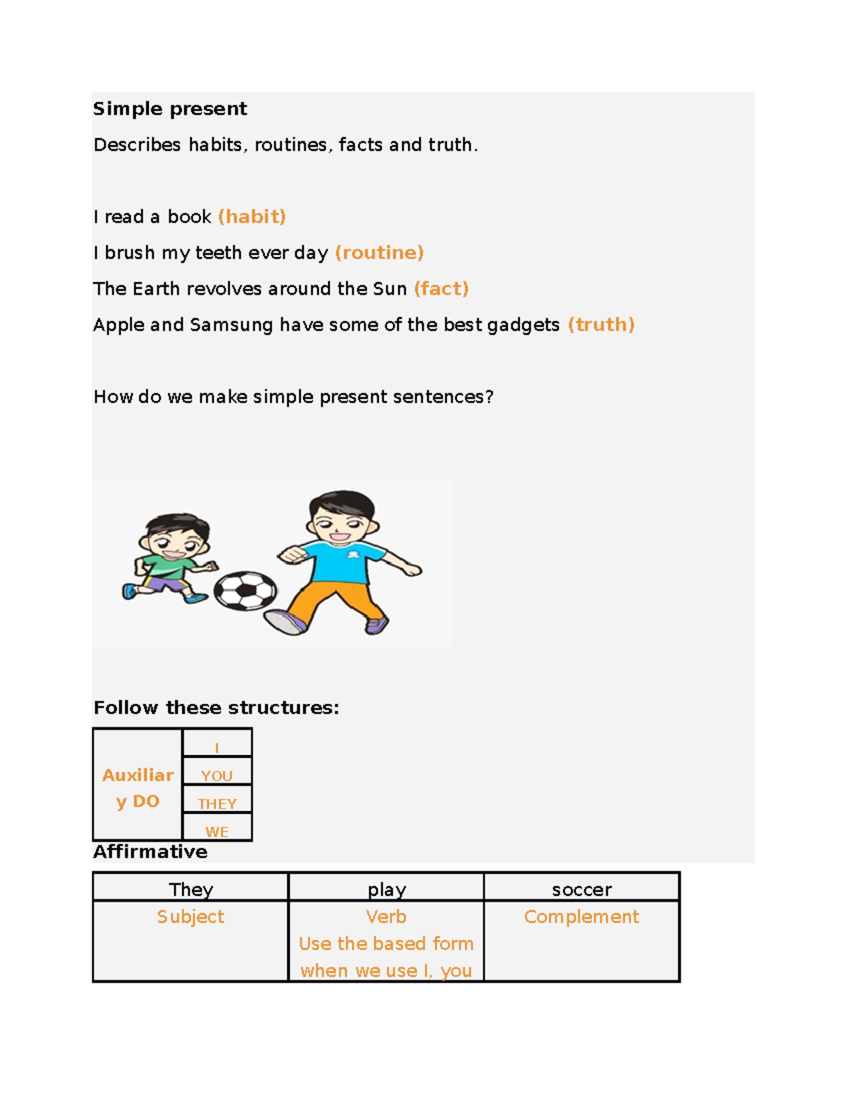 Simple present - dds - Simple present Describes habits, routines, facts ...