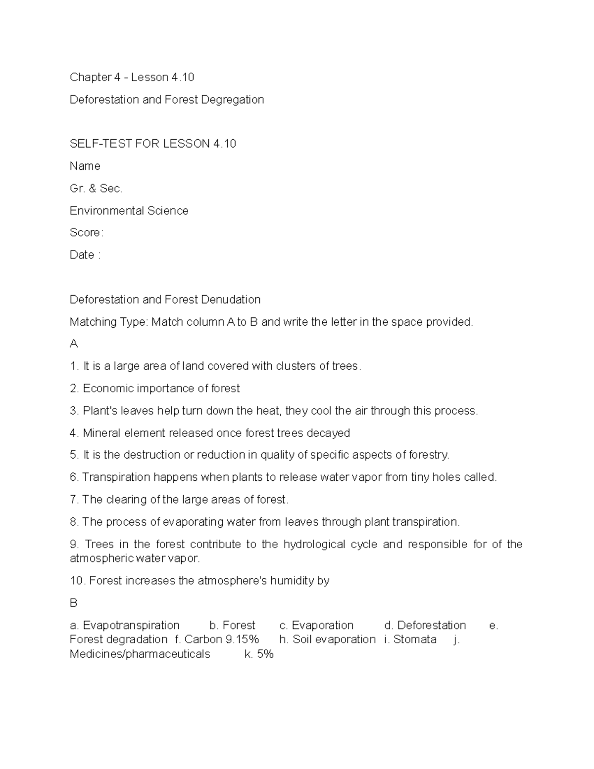 Deforestation and Forest Degregation - Chapter 4 - Lesson 4 ...
