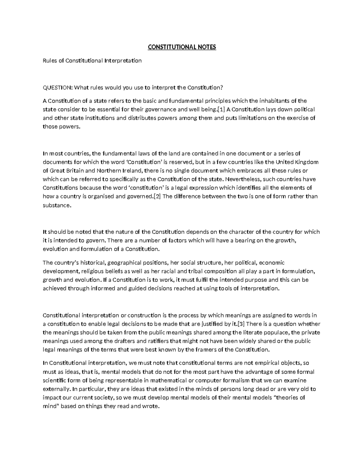 Jorvans constitutional notes - CONSTITUTIONAL NOTES Rules of ...
