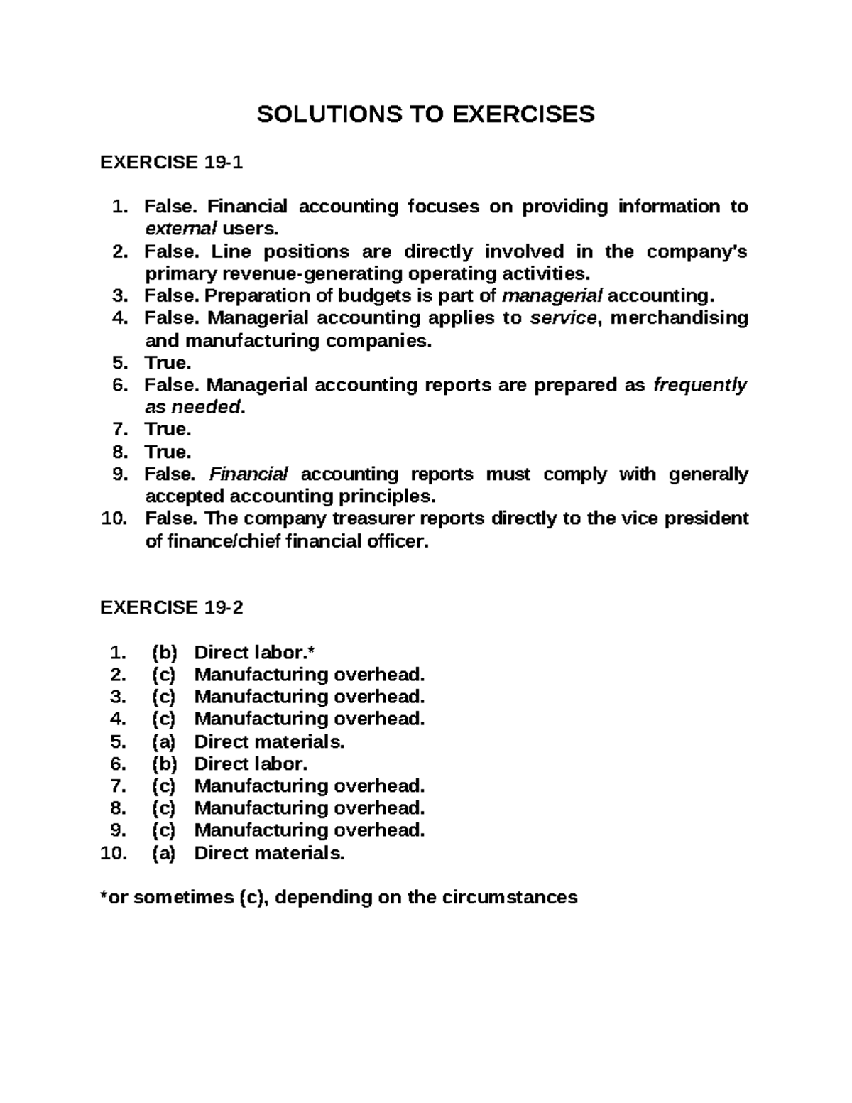 Ch19 - Summary Principle of Accounting - SOLUTIONS TO EXERCISES ...