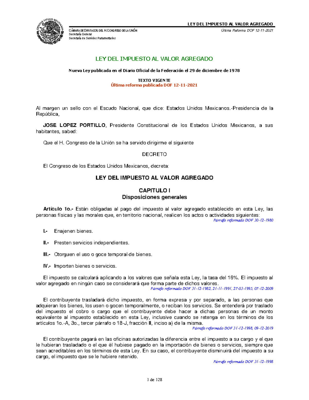 Ley del Impuesto al Valor Agregado LIVA - CÁMARA DE DIPUTADOS DEL H. CONGRESO DE LA UNIÓN ...
