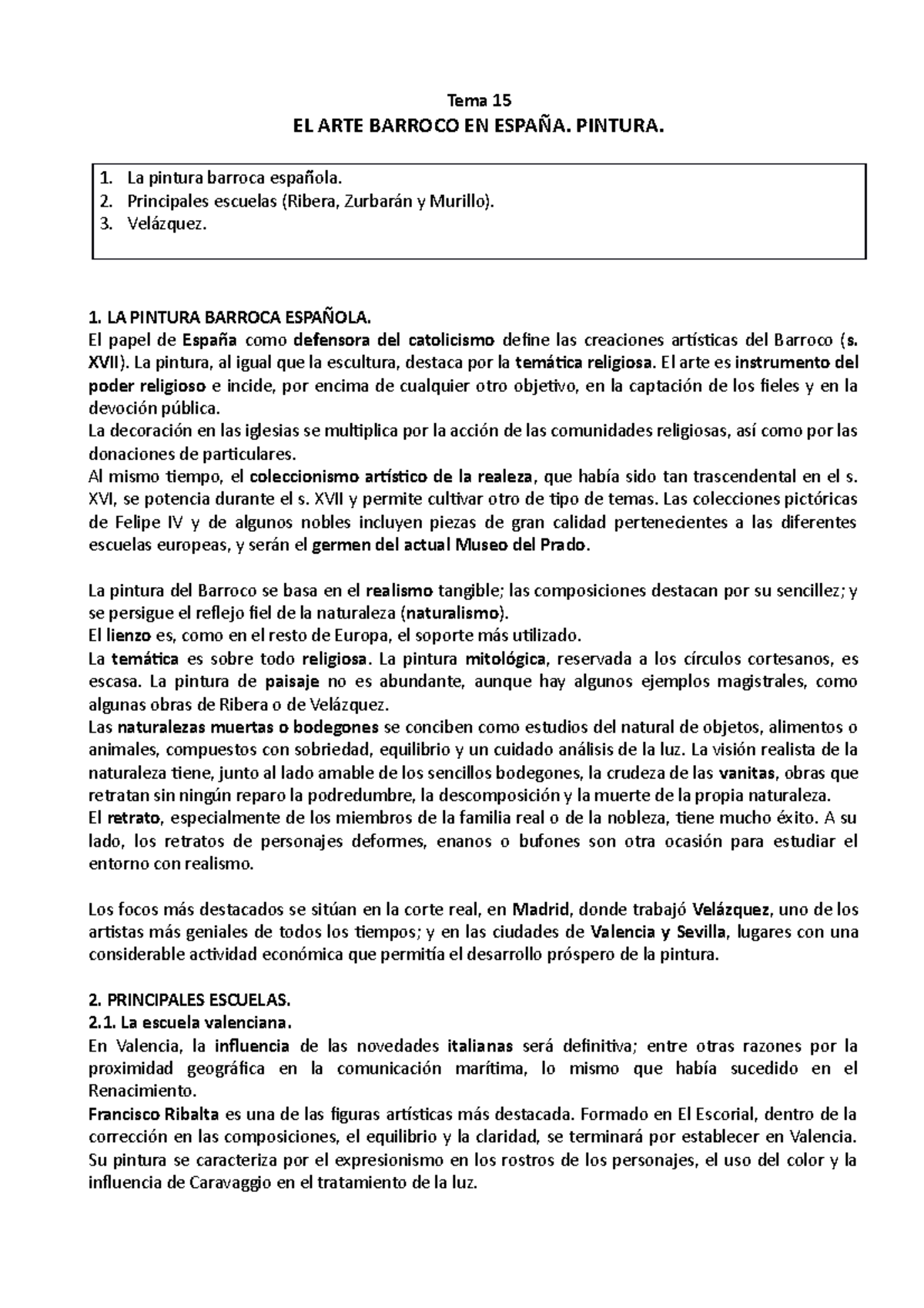 Tema 15. El arte barroco en España. Pintura. Resumido - Tema 15 EL ARTE ...