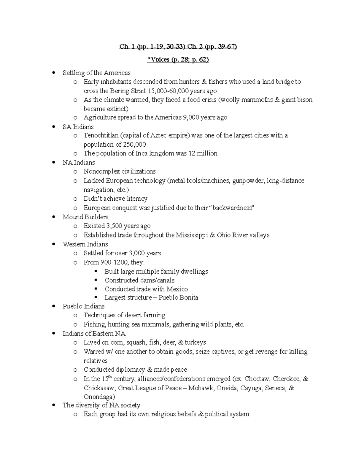 History Notes #1 - Professor: Joseph Dufour - Ch. 1 (pp. 1-19, 30-33 ...