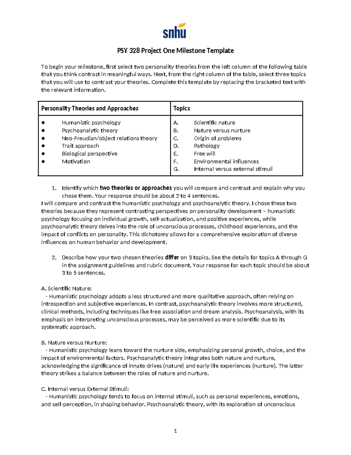 PSY 328 Project One Milestone - Next, from the right column of the ...