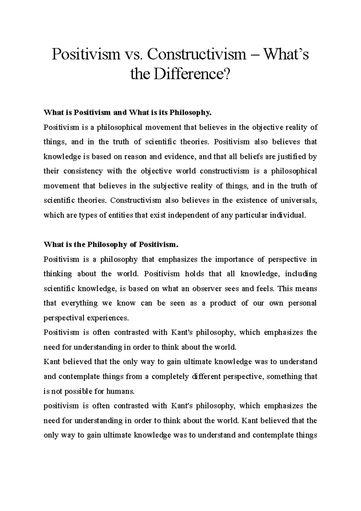 Positivism vs. Constructivism – What’s the Difference? - Positivism vs. Constructivism – What’s ...