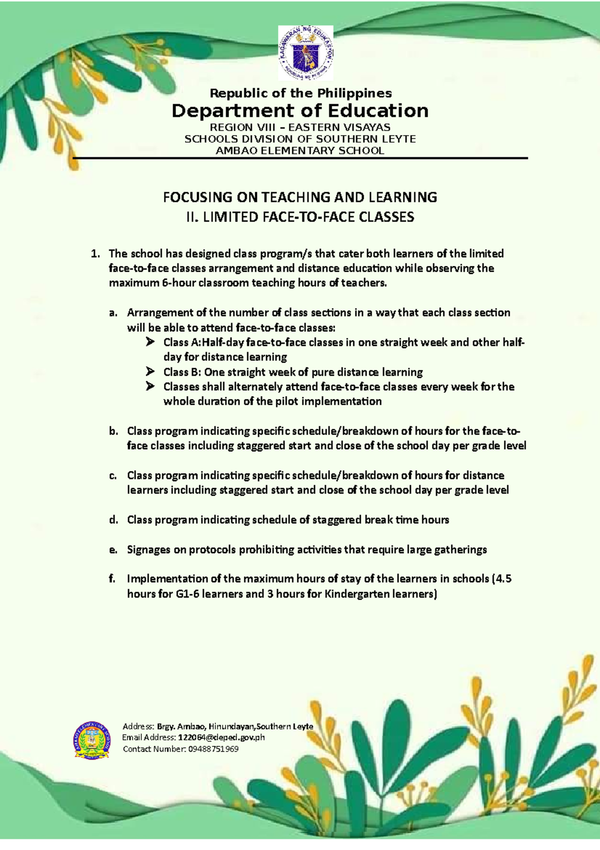 Focusing Teaching and Learning - Department of Education REGION VIII ...