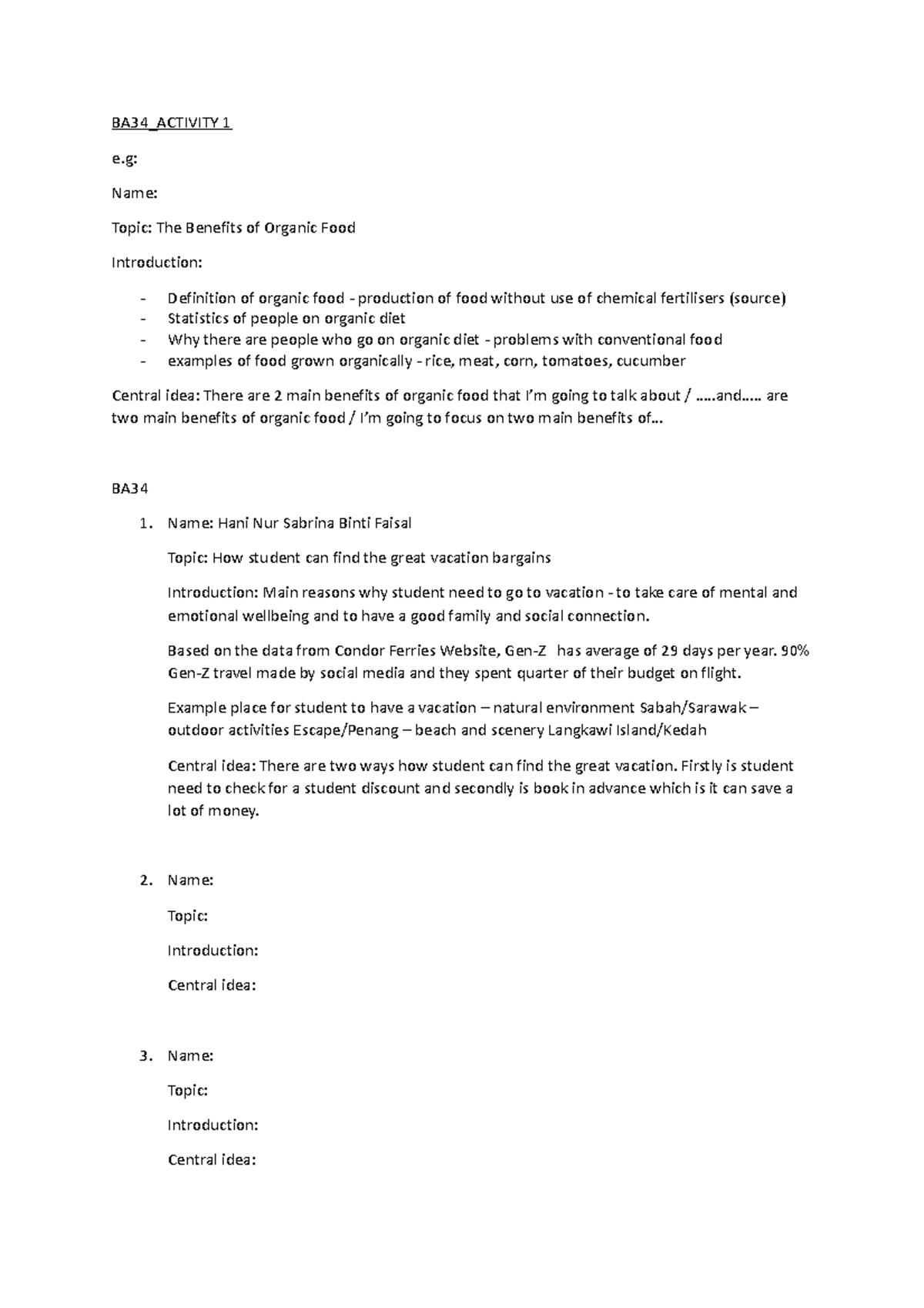 ELC590 20234 Activity 1 BA34 Introduction AND Central IDEA - BA34 ...