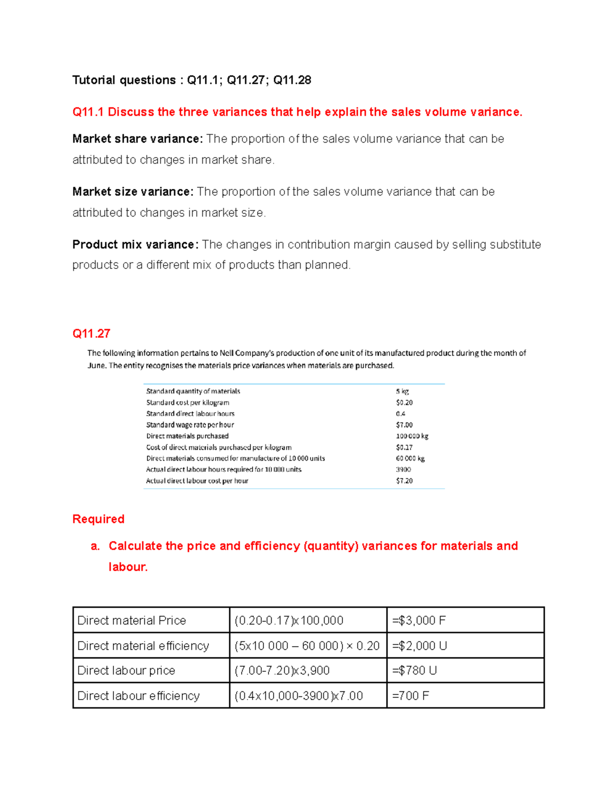 Tut 10 - Tutorial - Tutorial questions : Q11; Q11; Q11. Q11 Discuss the ...