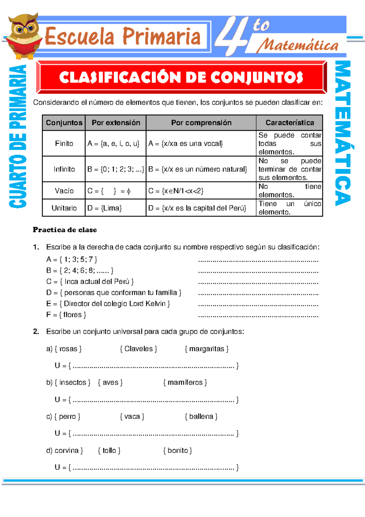 Clasificacion de Conjuntos para Cuarto de Primaria - EscuelaPrimaria ...