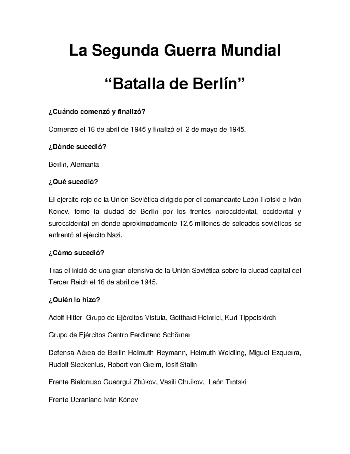 La Segunda Guerra Mundial - La Segunda Guerra Mundial “Batalla de ...