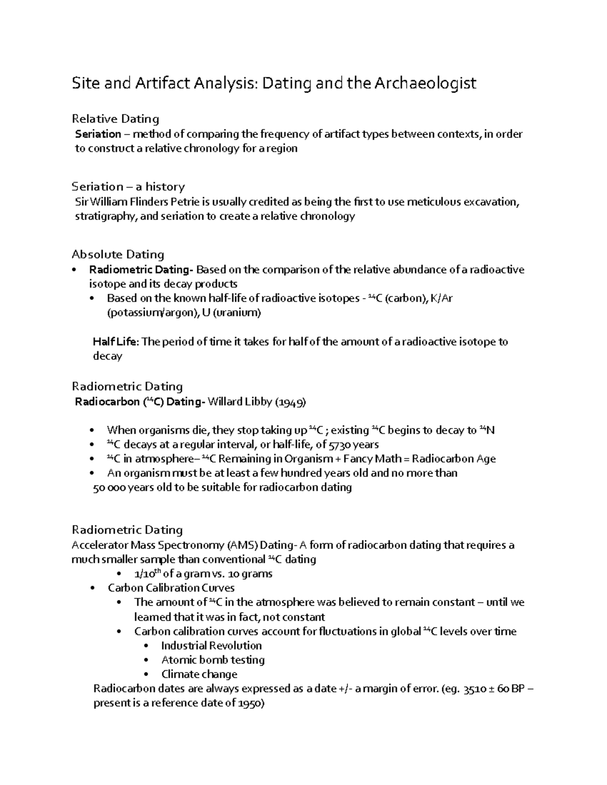 January 21 part 1 - Lecture - Site and Artifact Analysis: Dating and ...