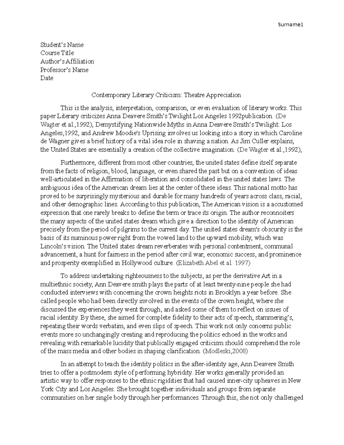 Criticism - great lecture notes for the whole academic year - Surname ...