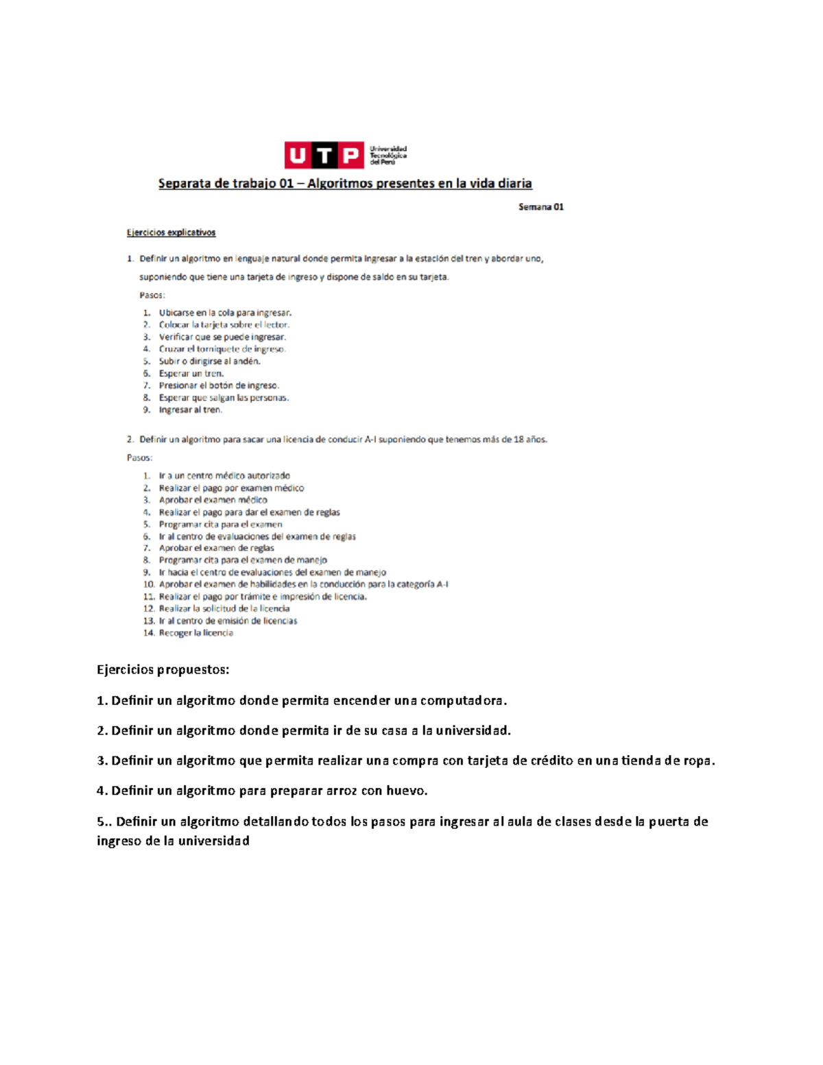 Principios DE Algoritmos Tarea 1 - **Ejercicios propuestos: Definir un algoritmo donde permita ...