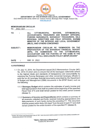 DILG MC No. 2022-027 - Reference: Department of Budget and Management ...